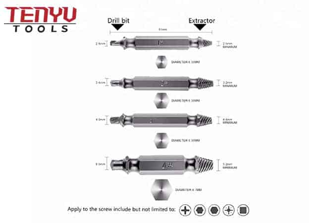 Screw Removal Tool | 4pcs Speed Out Screw Extractor Set